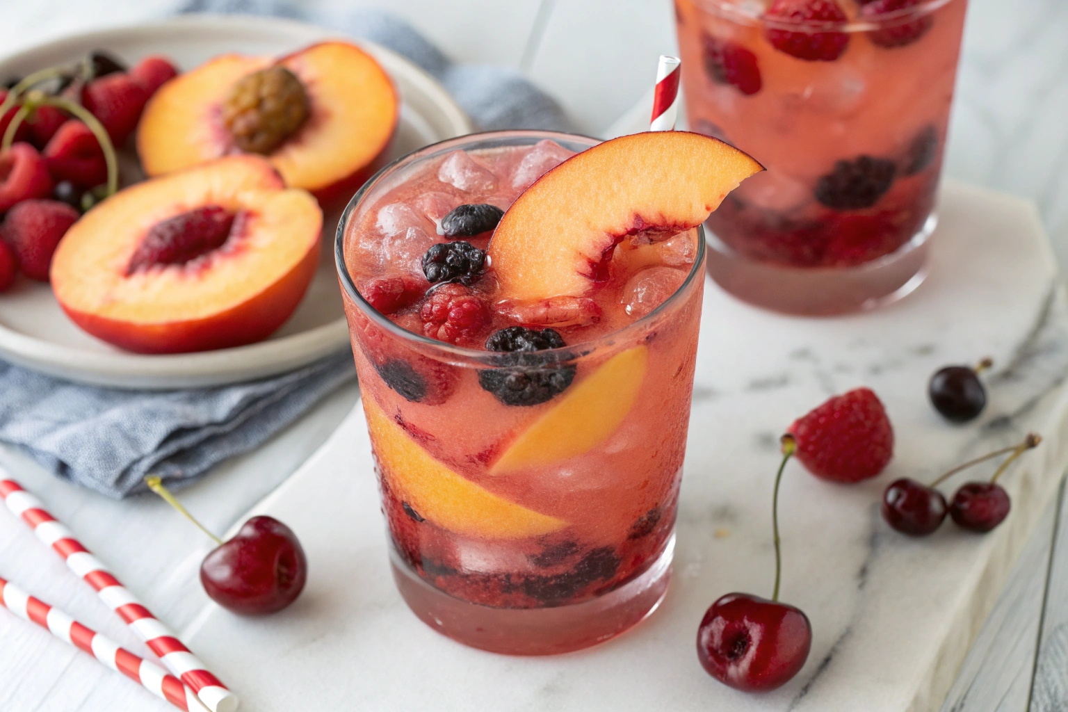 Peach Berry Bourbon Cooler - recipesthermomix.com