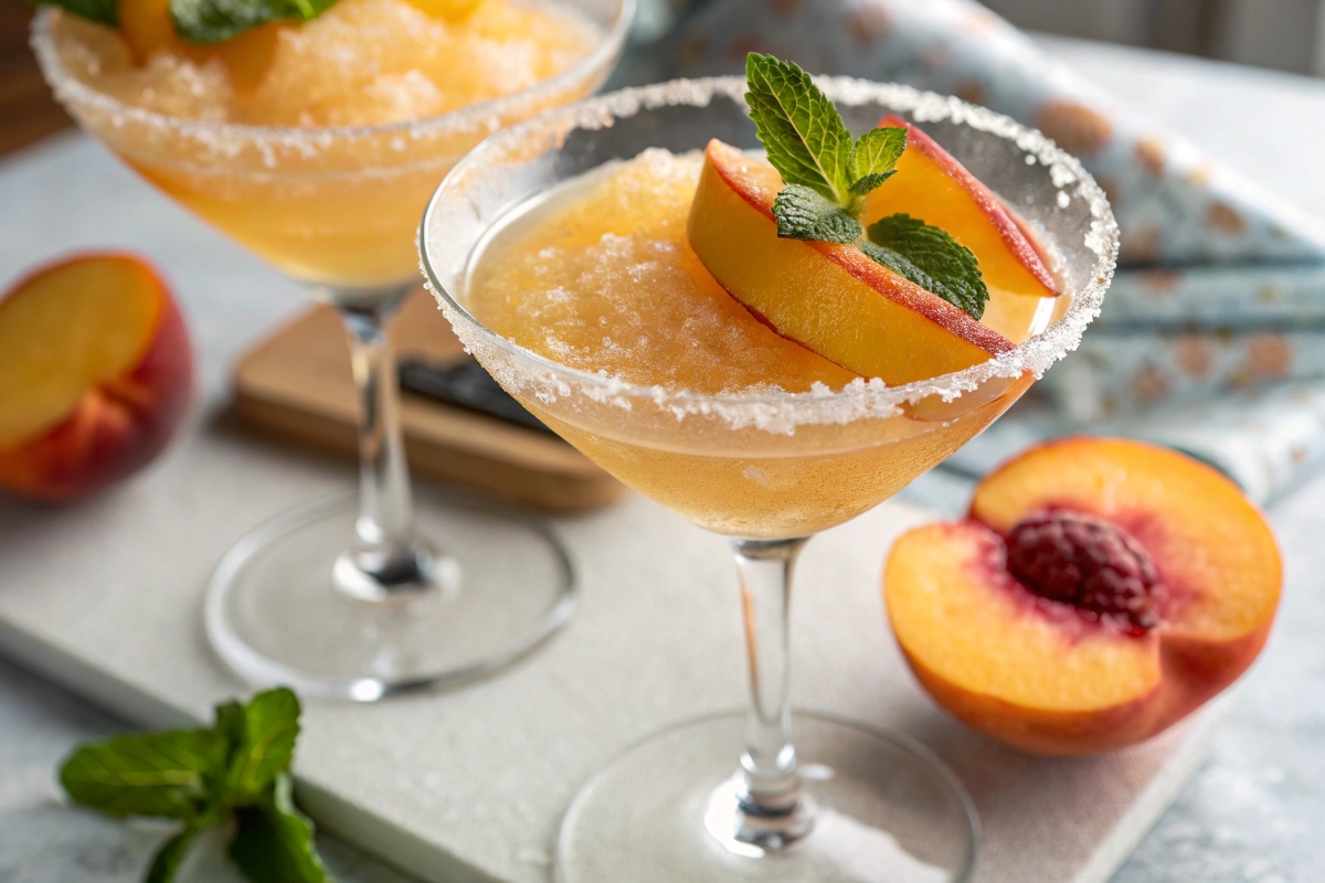 Frozen Peach Bellini – Easy Slushy Brunch Cocktail Recipe